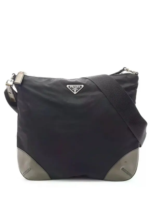 Prada Tessuto Patent-leather Shoulder Bag - Black