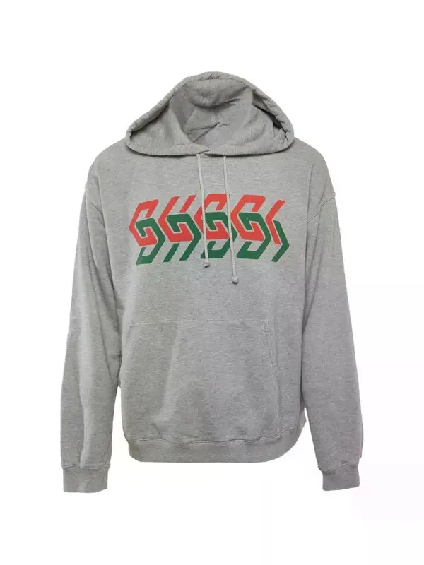 Gucci Logo Print Hoodie - Grey