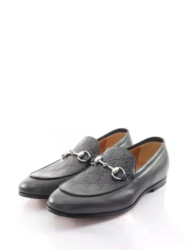 Gucci Embossed Leather Loafers With Horsebit Detail - Black