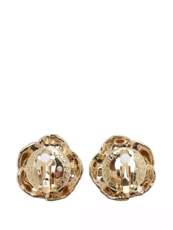 Carolina Herrera Tone Flower Motif Clip-on Earrings