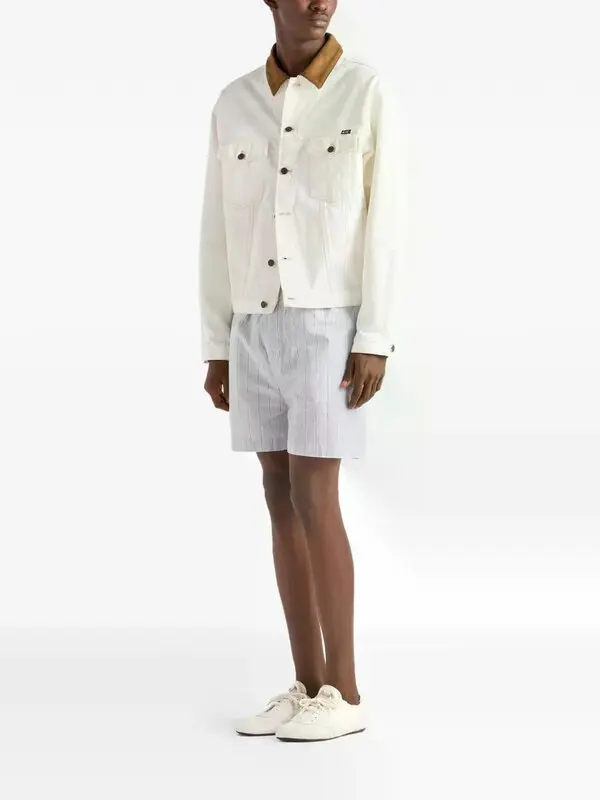 Prada Denim Jacket With Leather Collar