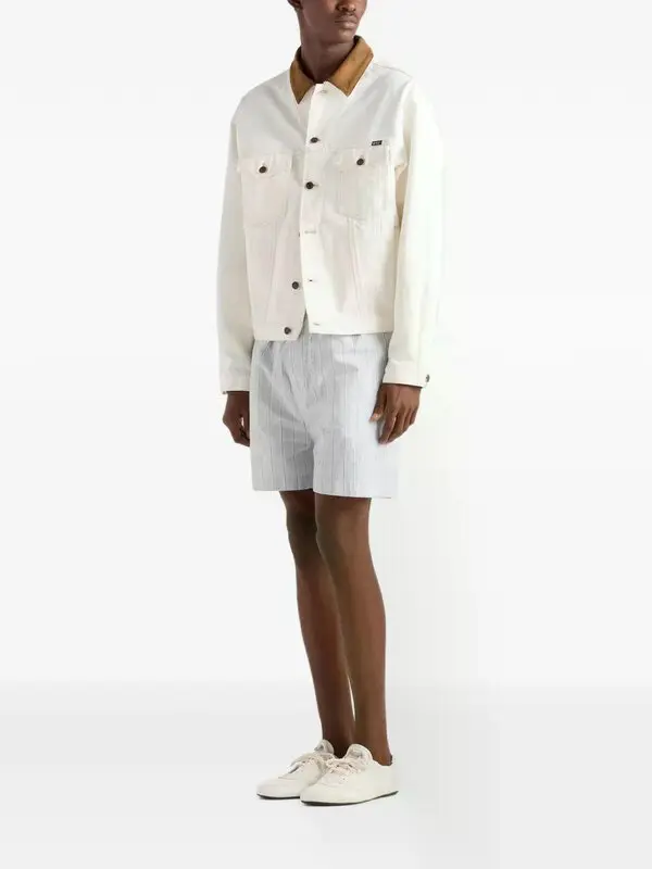 Prada Denim Jacket With Leather Collar