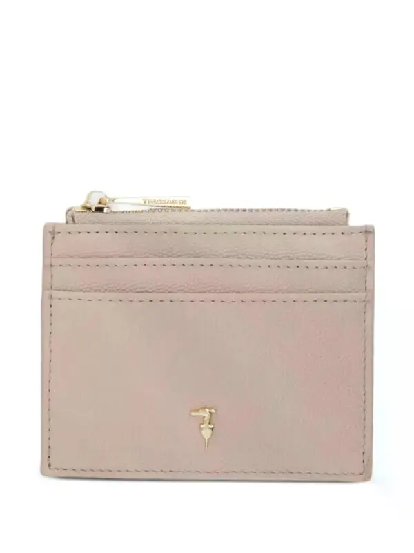 TRUSSARDI Logo Zip Card Holder - Neutrals