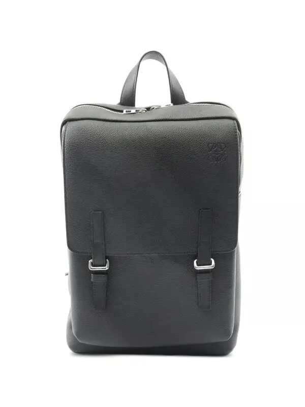 Loewe Leather Anagram Logo Backpack - Black