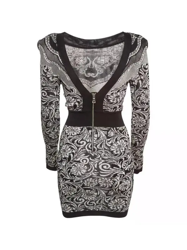 Balmain Long Sleeve V-neck Mini Dress