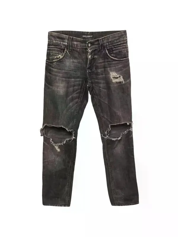 Dolce & Gabbana Distressed Straight-leg Jeans