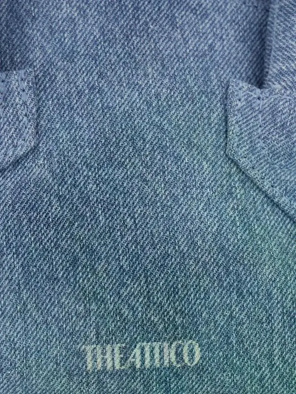 Attico Denim Effect Logo Print Tote Bag