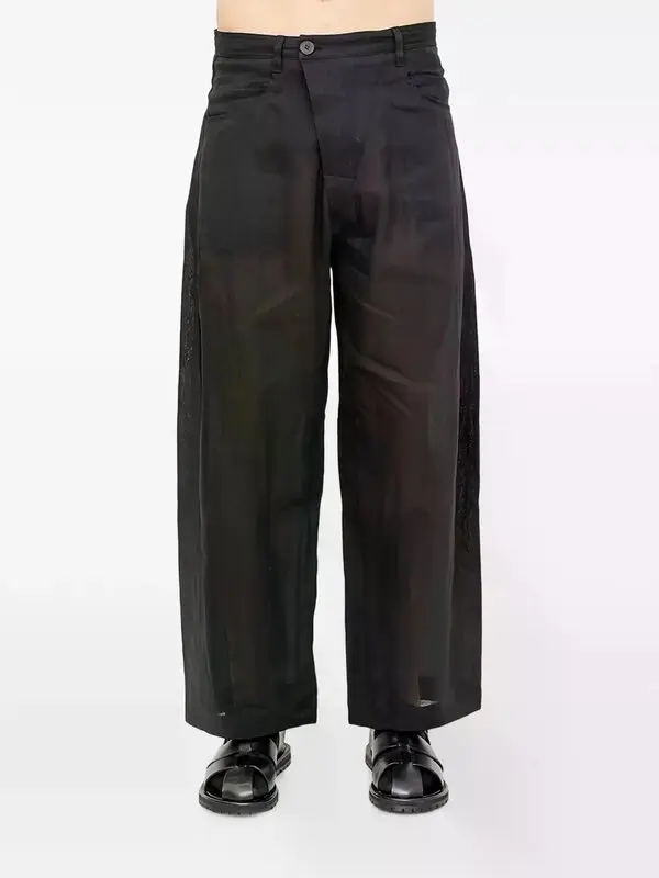 JAN JAN VAN ESSCHE Sheer Finish Twill Oversized Trousers