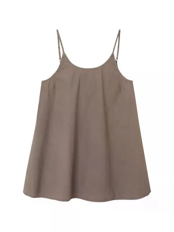 American Vintage Cotton A-line Mini Dress With Adjustable Straps - Brown