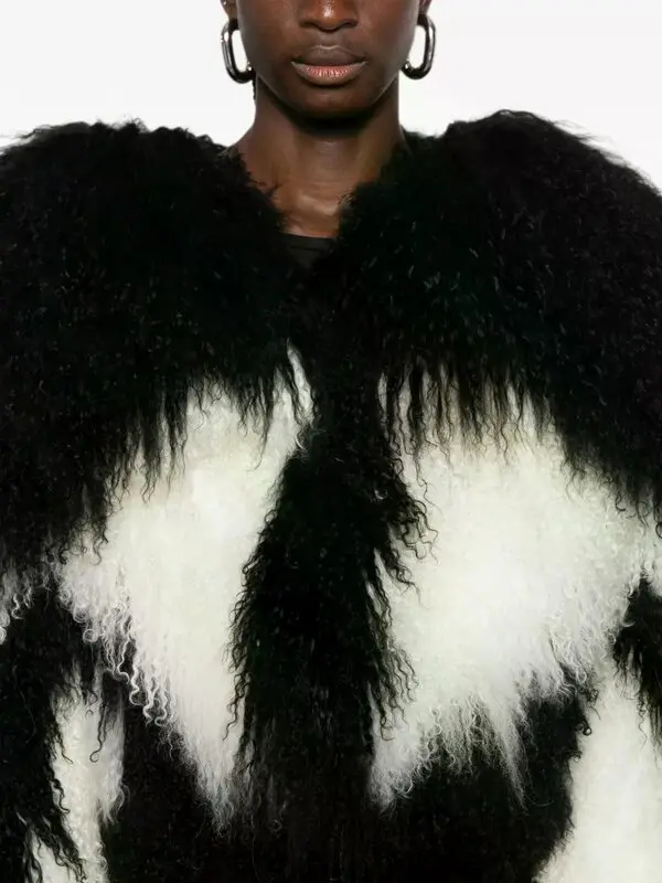 Attico Patterned Shearling Jacket - Black