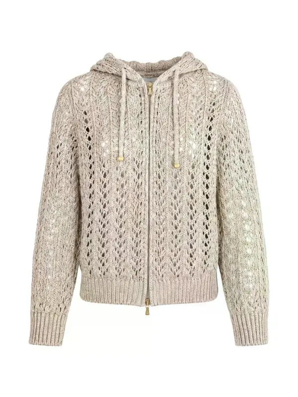 Eleventy Pointelle Knit Full-zip Hoodie
