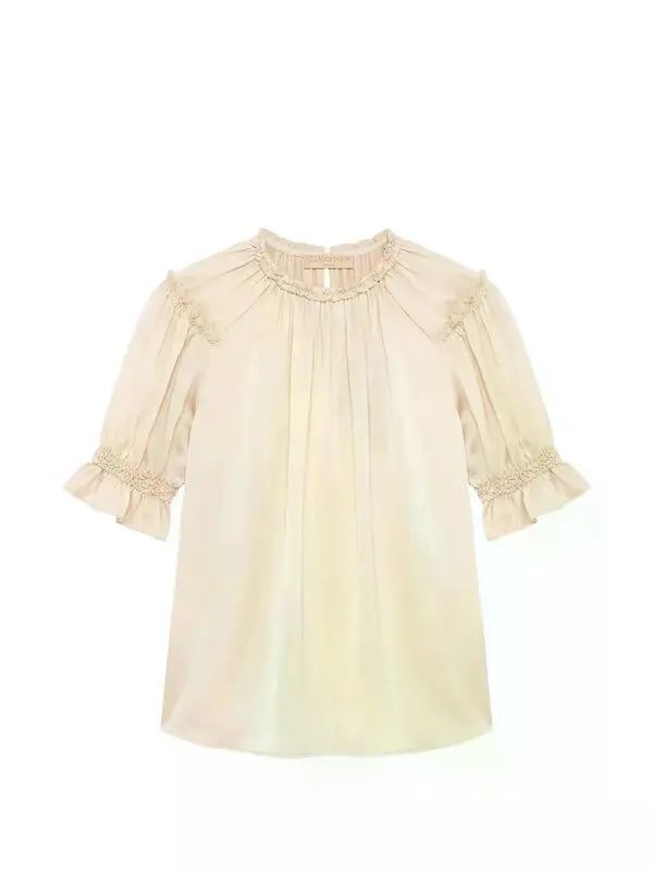 Ulla Johnson Alina Puffed-sleeve Silk Blouse - Neutrals