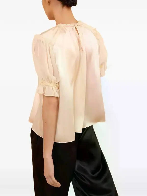 Ulla Johnson Alina Puffed-sleeve Silk Blouse - Neutrals