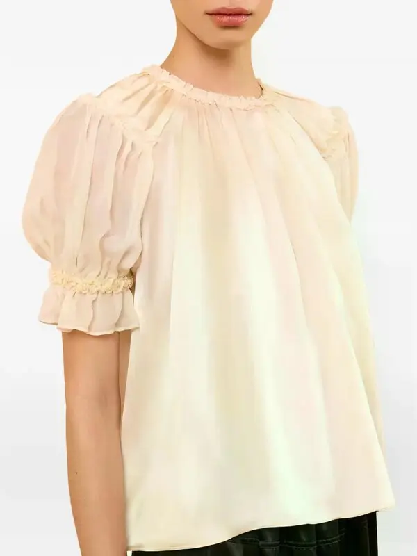 Ulla Johnson Alina Puffed-sleeve Silk Blouse - Neutrals