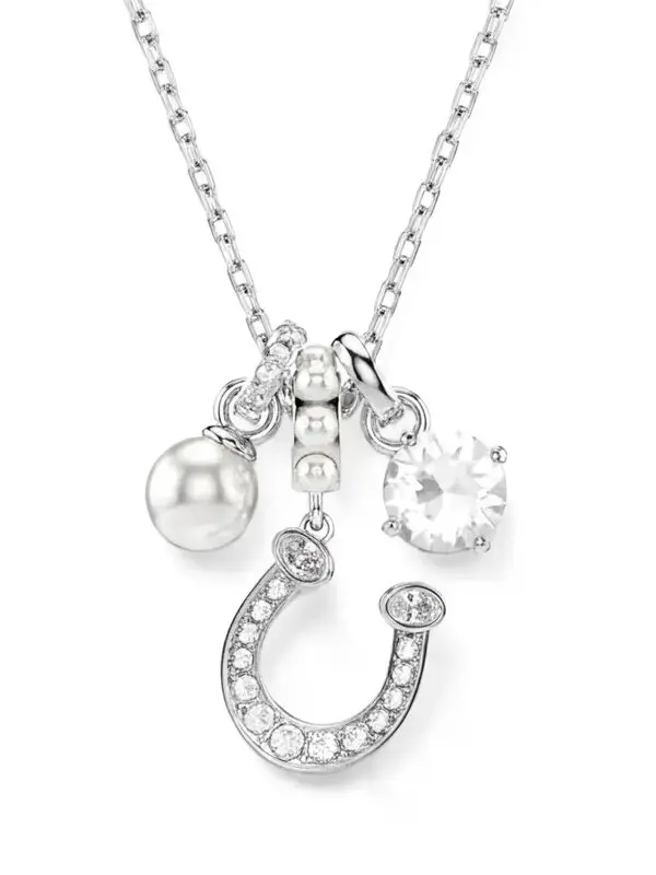 SWAROVSKI Symbolica Horseshoe-pendant Necklace With Faux Pearl And Crystal Embellishments - Silver
