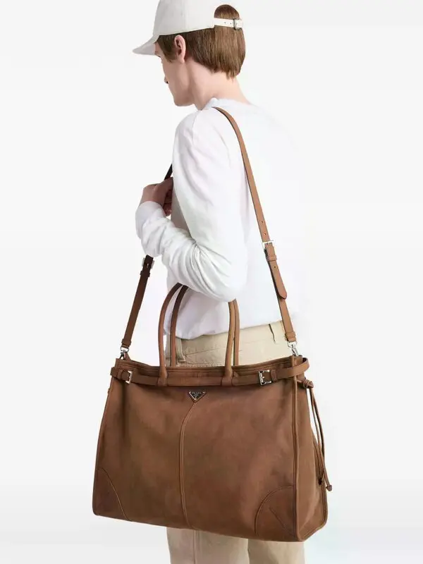 Prada Bonnie Nubuck Leather Tote Bag - Brown