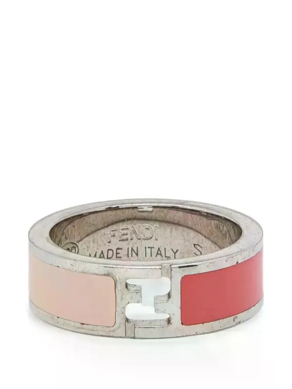 Fendi Tone Logo Band Ring - Silver