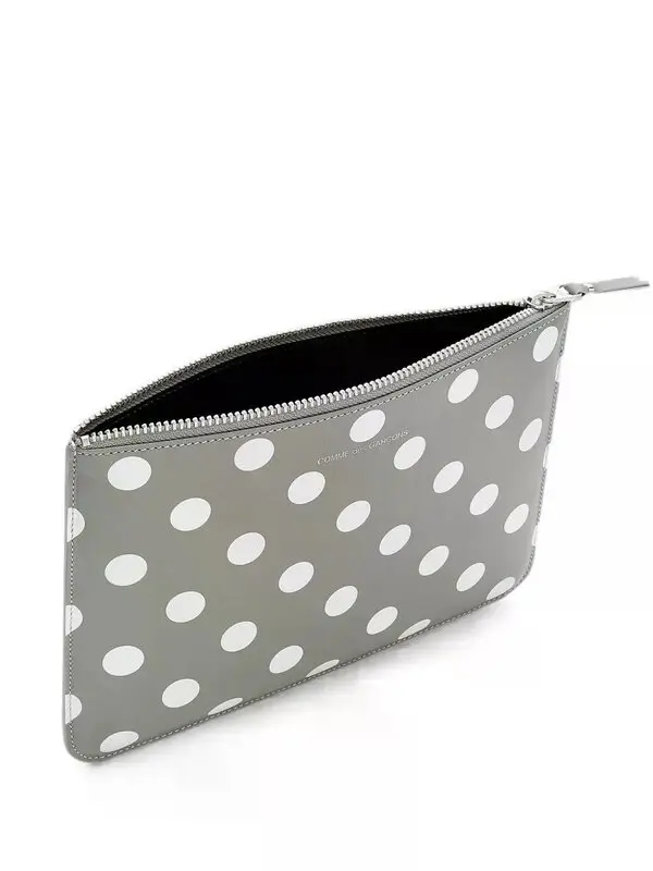 Comme Des Garçons Polka-dot Zip-top Pouch - Grey