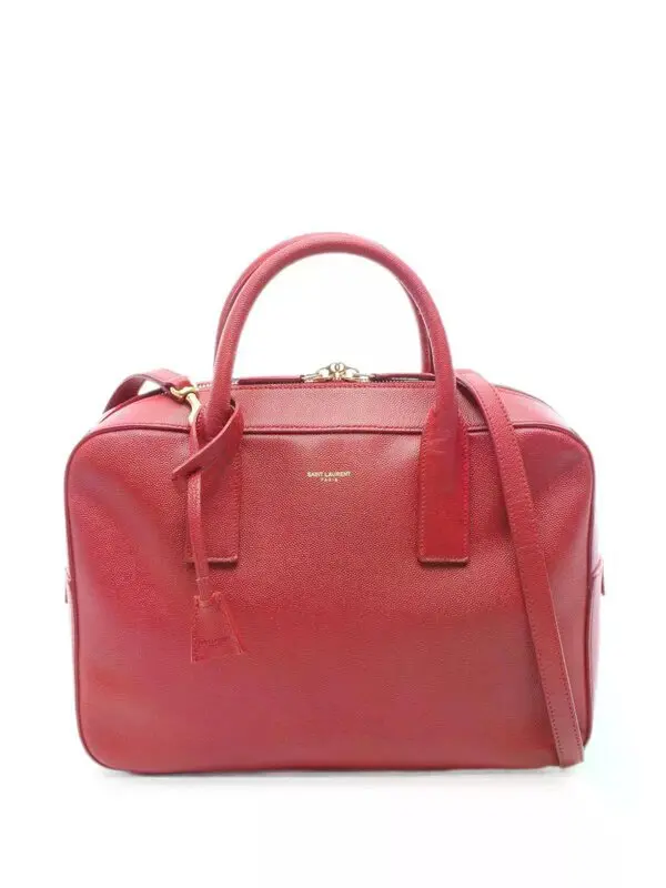 Saint Laurent Grained Leather Top Handle Bag - Red