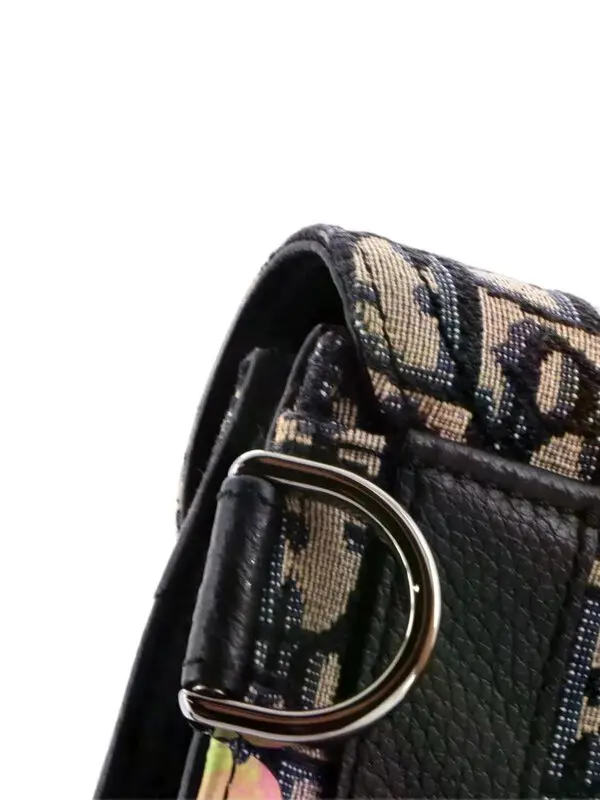 Dior Saddle Messenger Pouch Floral Oblique Canvas Crossbody Bag - Black