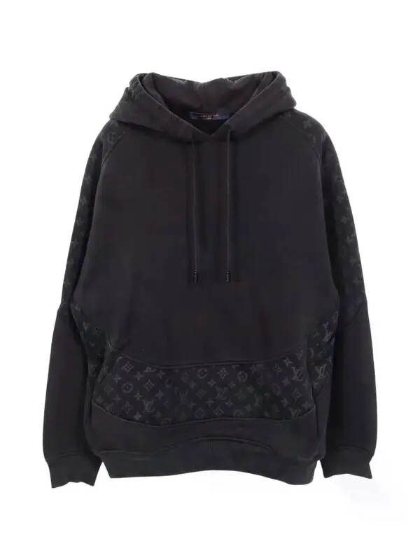 LOUIS VUITTON 2000s Circle Cut Monogram Hoodie - Black