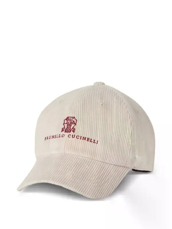 Brunello Cucinelli Comfort Cotton And Cashmere Corduroy Baseball Cap With Embroidered Logo - Neutrals