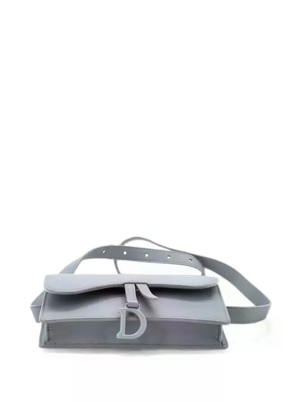 Dior Saddle Rectangular Leather Belt Bag - Grey