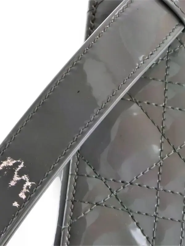 Dior Lady Bag Cannage Quilt Patent Small Satchel - Grey