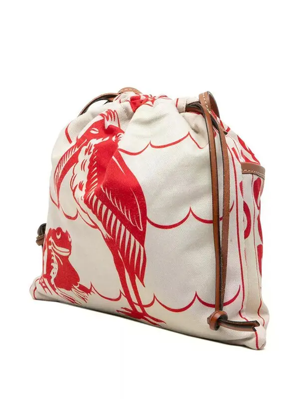 Loewe Small Anagram Canvas Drawstring Crossbody Bag - White