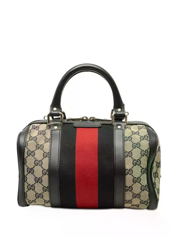 Gucci Gg Canvas Web Joy Boston Bag Satchel - Black