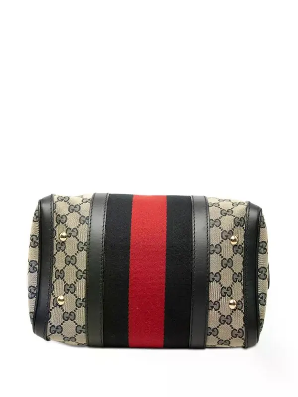 Gucci Gg Canvas Web Joy Boston Bag Satchel - Black