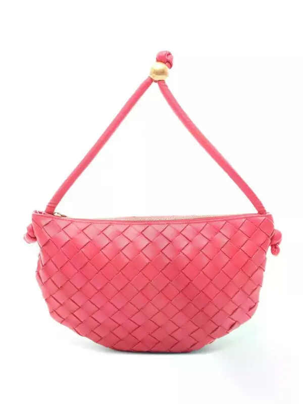 Bottega Veneta Small Turn Pouch Intrecciato Leather Tote Bag - Pink