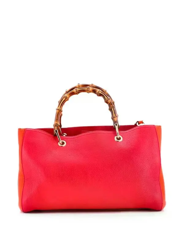 Gucci Bamboo Shopper Leather Medium Tote Bag - Orange