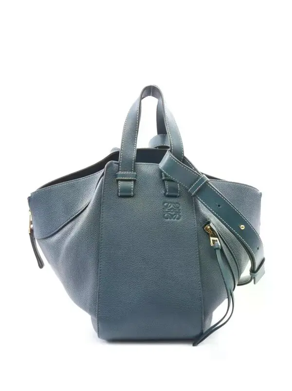 Loewe 2000s Small Hammock Leather Tote Bag - Blue