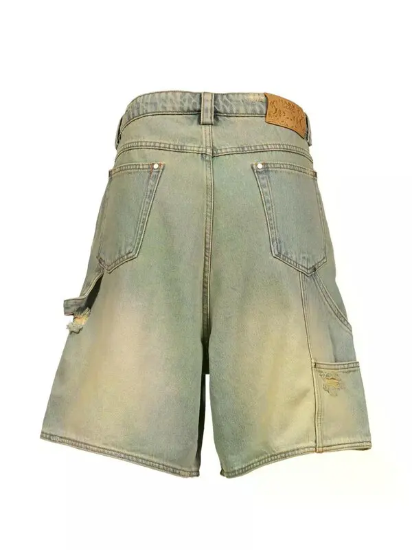 MARKGONG Denim Cargo Shorts With Distressed Finish