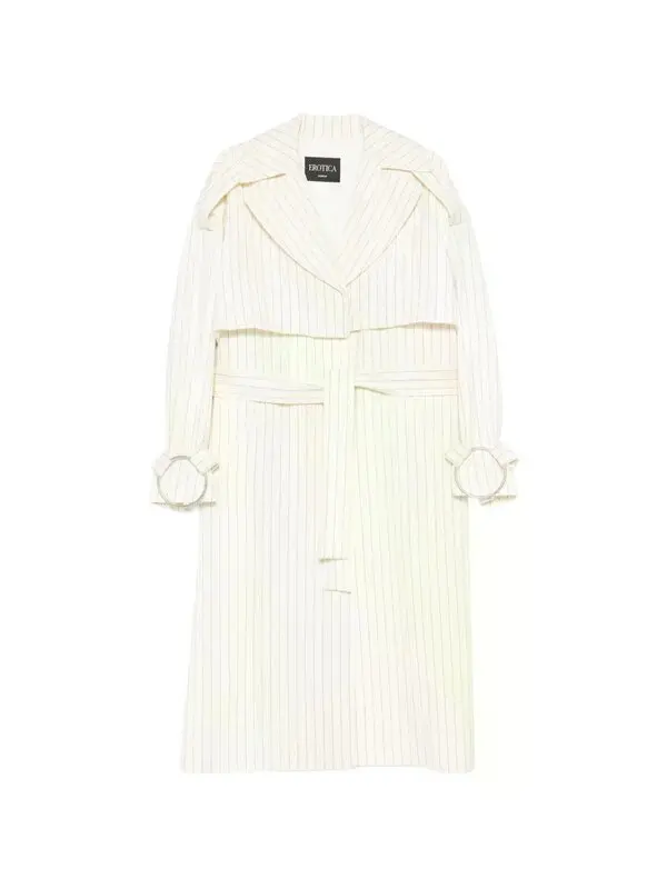 DONDUP Pinstripe Pattern Belted Trench Coat