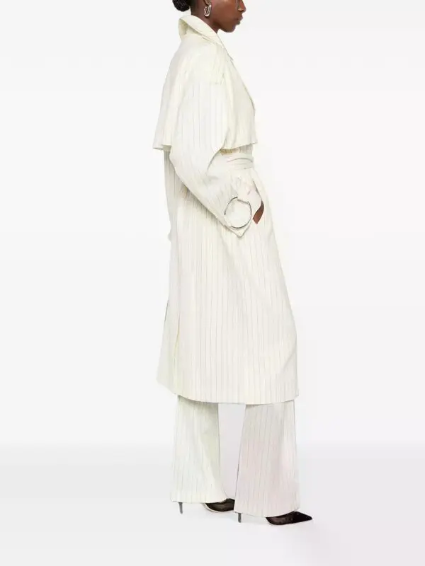 DONDUP Pinstripe Pattern Belted Trench Coat