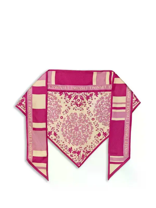TWINSET Floral-print Striped Scarf - Neutrals