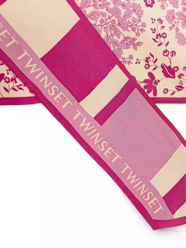TWINSET Floral-print Striped Scarf