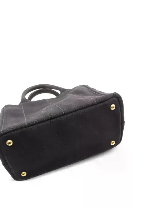 Prada 2000s Canapa Logo Print Tote Bag - Black