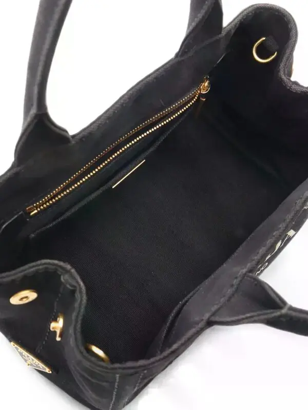 Prada 2000s Canapa Logo Print Tote Bag - Black