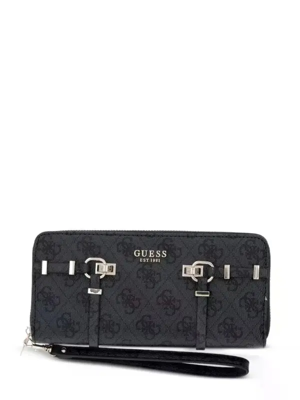 Guess Leona 4g-pattern Buckled Wallet - Black