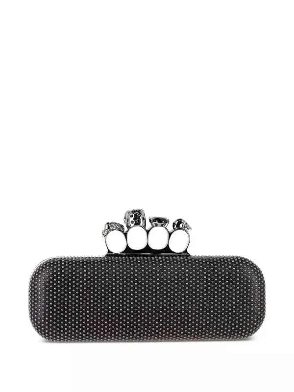 Alexander McQueen Skull Knuckle Studded Clutch Bag - Black