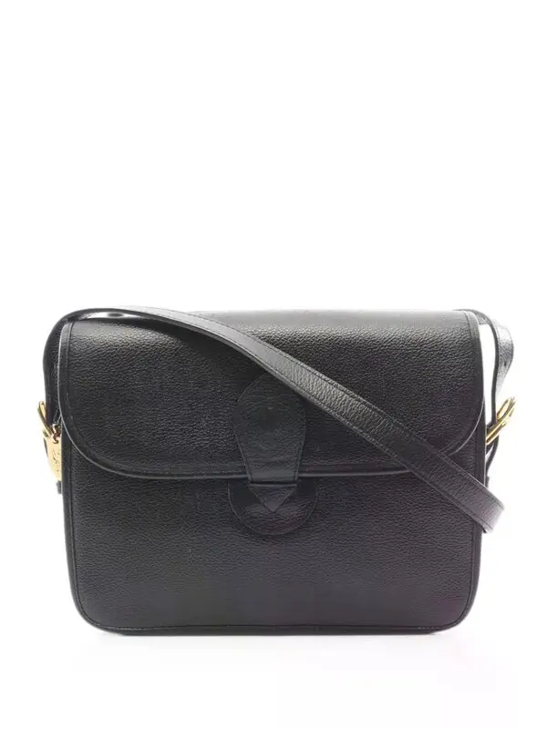 Saint Laurent Debossed Logo Leather Shoulder Bag - Black