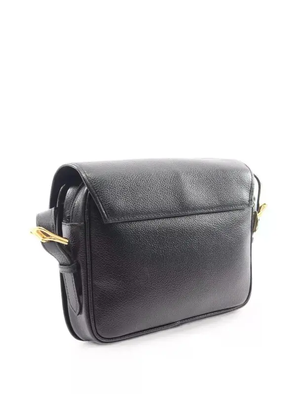 Saint Laurent Debossed Logo Leather Shoulder Bag - Black