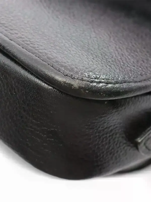 Saint Laurent Debossed Logo Leather Shoulder Bag - Black