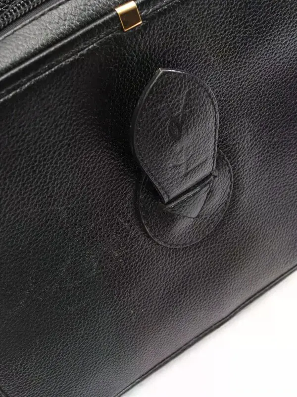 Saint Laurent Debossed Logo Leather Shoulder Bag - Black