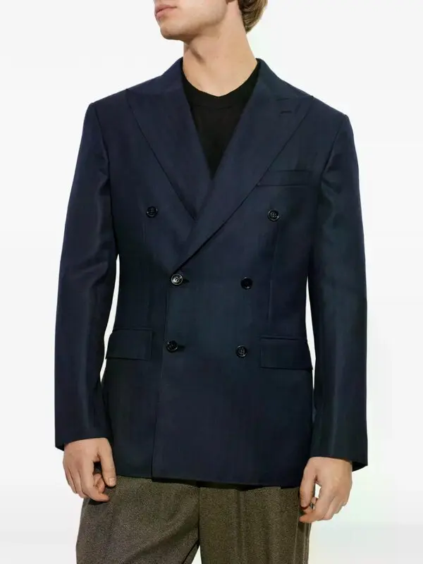 Brioni Double-breasted Herringbone Blazer