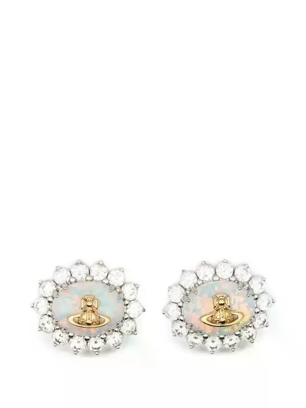 VIVIENNE WESTWOOD Annia Stud Earrings With Crystal Embellishment - Silver