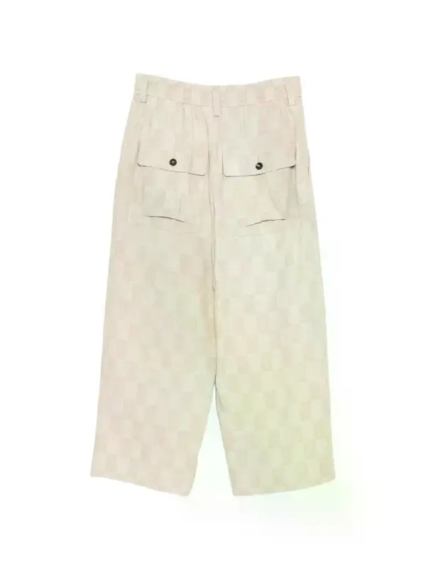 ZIGGY CHEN Checkered Drawstring Trousers - Neutrals